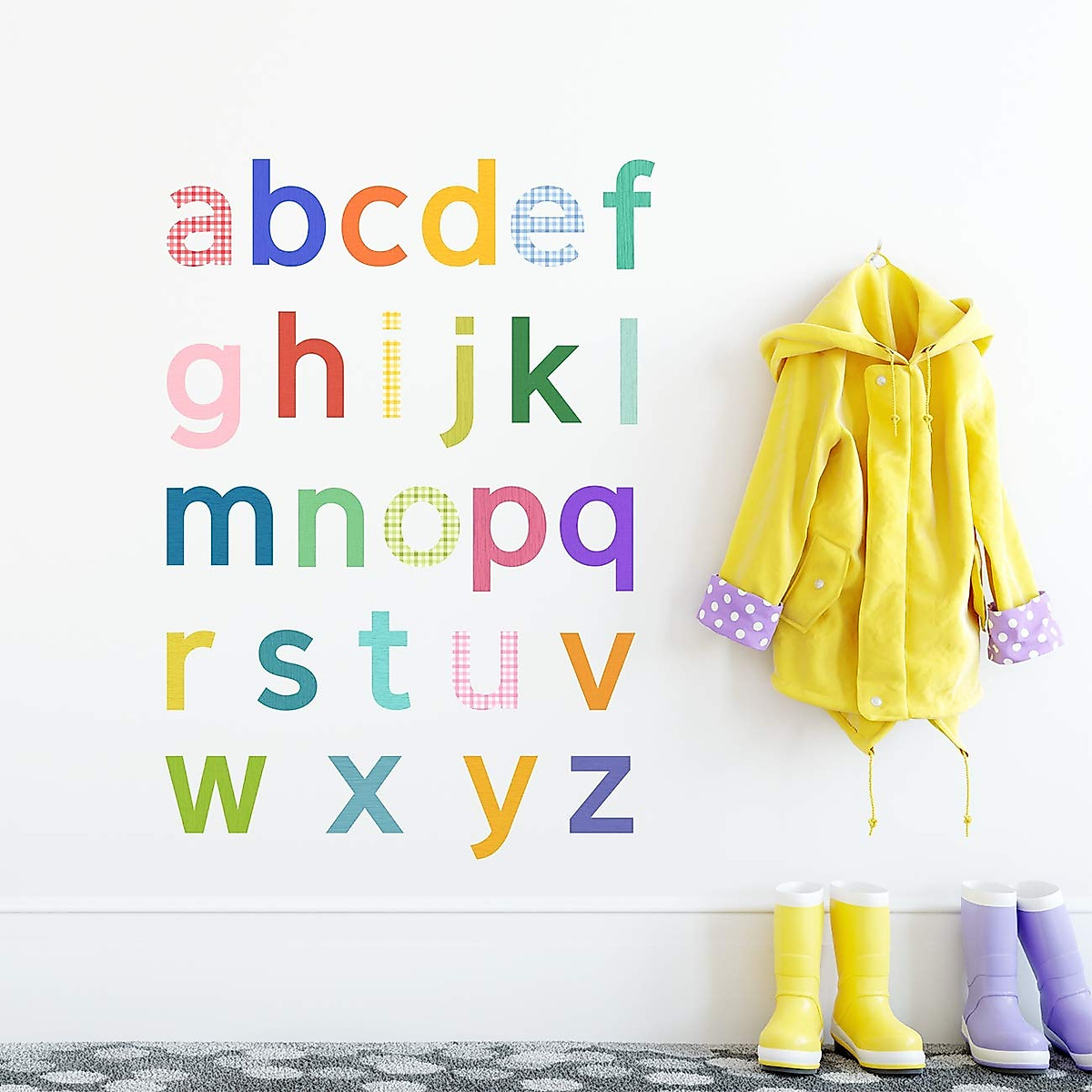 DECOWALL DW-1908 Pattern Alphabet Kids Wall Stickers Wall Decals Peel and Stick Removable Wall Stickers for Kids Nursery Bedroom Living Room d?cor