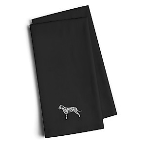 Caroline's Treasures BB3383BKTWE Dalmatian Black Embroidered Towel Set of 2 Decorative Bathroom Guest Hand Towel for Hand, Face, Tea, Dishcloth, 19 X 25, Black