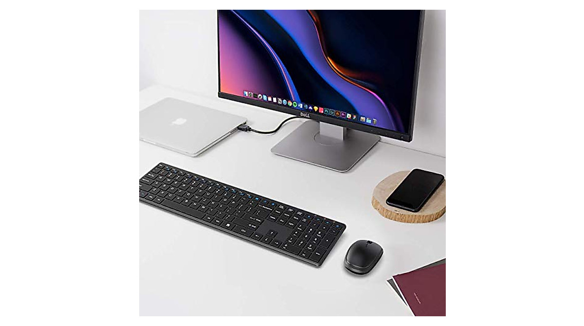 Rechargeable Wireless Wisfox Ultra Slim Computer Keyboard Mouse Combo Full Size Silent Keyboard