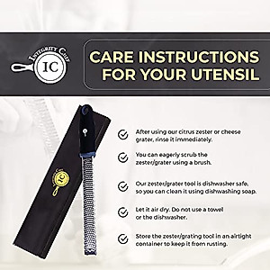 Integrity Chef PRO Citrus Zester and Cheese Grater - Premium Non-Slip Grip Handle, Dishwasher Safe Lemon Zester - Parmesan, Garlic, Nutmeg, Chocolate, Ginger Grater - Stainless Steel Grater (13.2")