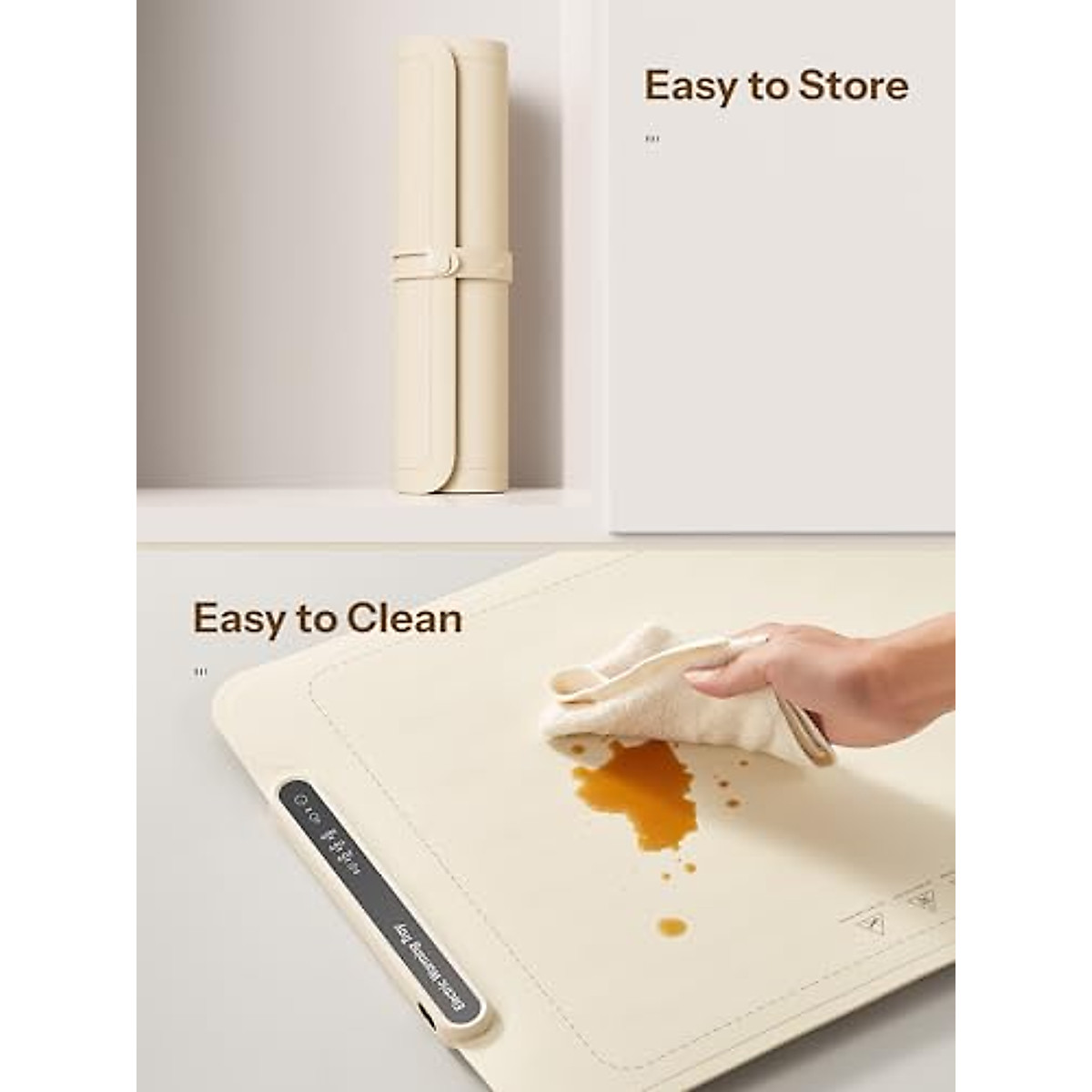 Reemix Electric Warming Tray, Foldable Food Warming Mat with Adjustable Max Temperature 212 Fahrenheit, Auto Shut-Off Food Warmer for for Gatherings, Parties, Everyday Use (Creamy White)