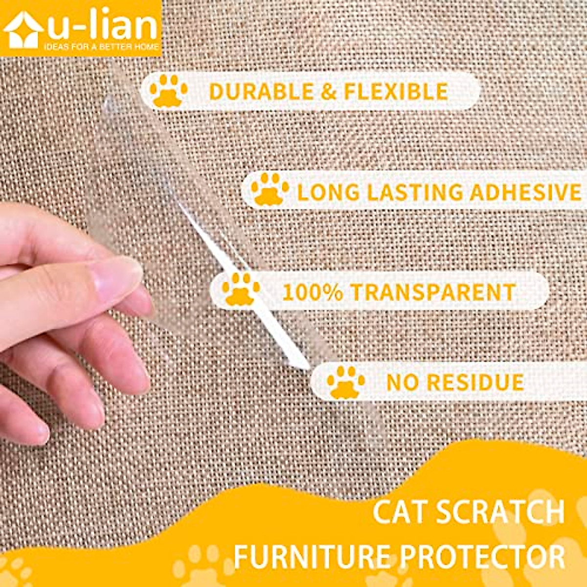 U-LIAN 12 Pack Anti Scratch Furniture Protector Couch Protector for Cats Couch Corner Scratch Furniture Protector Cat Tape Gift Scratching Deterrent Plastic Covers for Sofa Training 17" L x 12" W