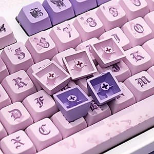 EPOMAKER Butterfly 121 Keys PBT Keycaps, MDA Profile Dye Sublimation Keycaps Set, for Mechanical Gaming Keyboard, Compatible with Cherry Gateron Kailh Otemu MX Structure