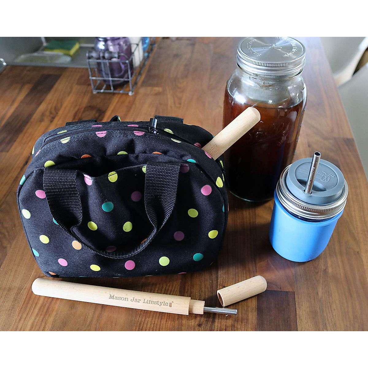 Wood Reusable Straw Carrying Case by Mason Jar Lifestyle - Fits Up To 10" Long and 12mm Wide Straws (3 Pack)