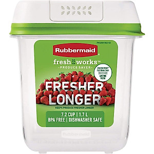 Rubbermaid FreshWorks Saver, Medium Produce Storage Container, 7.2-Cup, Clear