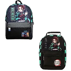 Bioworld Demon Slayer 2-Pack Tanjiro Backpack and Lunch Bag Set