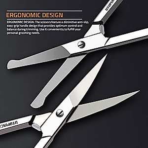 Utopia Care Eyebrow Scissors, Small Scissors for Men and Women - Curved and Rounded Nose Hair Scissors for Grooming Mustache, Beard, Eyelashes, Ear Hair Trimming- Professional Stainless Steel - Silver