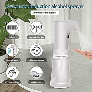 iBath Touchless Hand Sanitizer Dispenser, Auto-Induction Alcohol Dispenser Sprayer Liquid Bottles 8.8OZ, 2-Level IPX7 Waterproof, Ideal for Bathroom, Hospital, School, Office