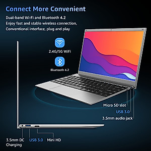 Tulasi 12GB RAM 256GB SSD Intel Celeron N4120 Quad-Core Windows 11 Laptop Computers, 14 inch Full HD 1080P IPS Display Ultra Slim Laptop, 2.4G/5G WiFi, Bluetooth 4.2, Webcam, Long Battery Life