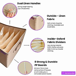 Jacarandas Oversize Wardrobe Clothes Organizer, Clothes Organizer for Folded Clothes, Jeans Organizer, Pants Organizer, Stackable, 7 Grids, Beige