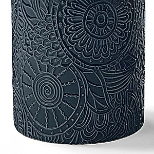 American Atelier Embossed Canister 4-Piece Ceramic Set Jar Container with Wooden Lids for Cookies, Candy, Coffee, Flour, Sugar, Rice, Pasta, Cereal & More