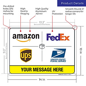Sigo Signs Package Delivery Custom Sign, 10x14 Inches, Rust Free .040 Aluminum, Fade Resistant, Made in USA by Sigo Signs