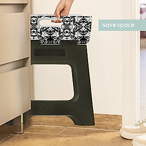 Vigar Compact Step Stool Foldable, 12-1/2-inch Step Stools for Adults up to 330 Pound, Lightweight Stool, Non-Slip Folding Step Stool, Rococco Black