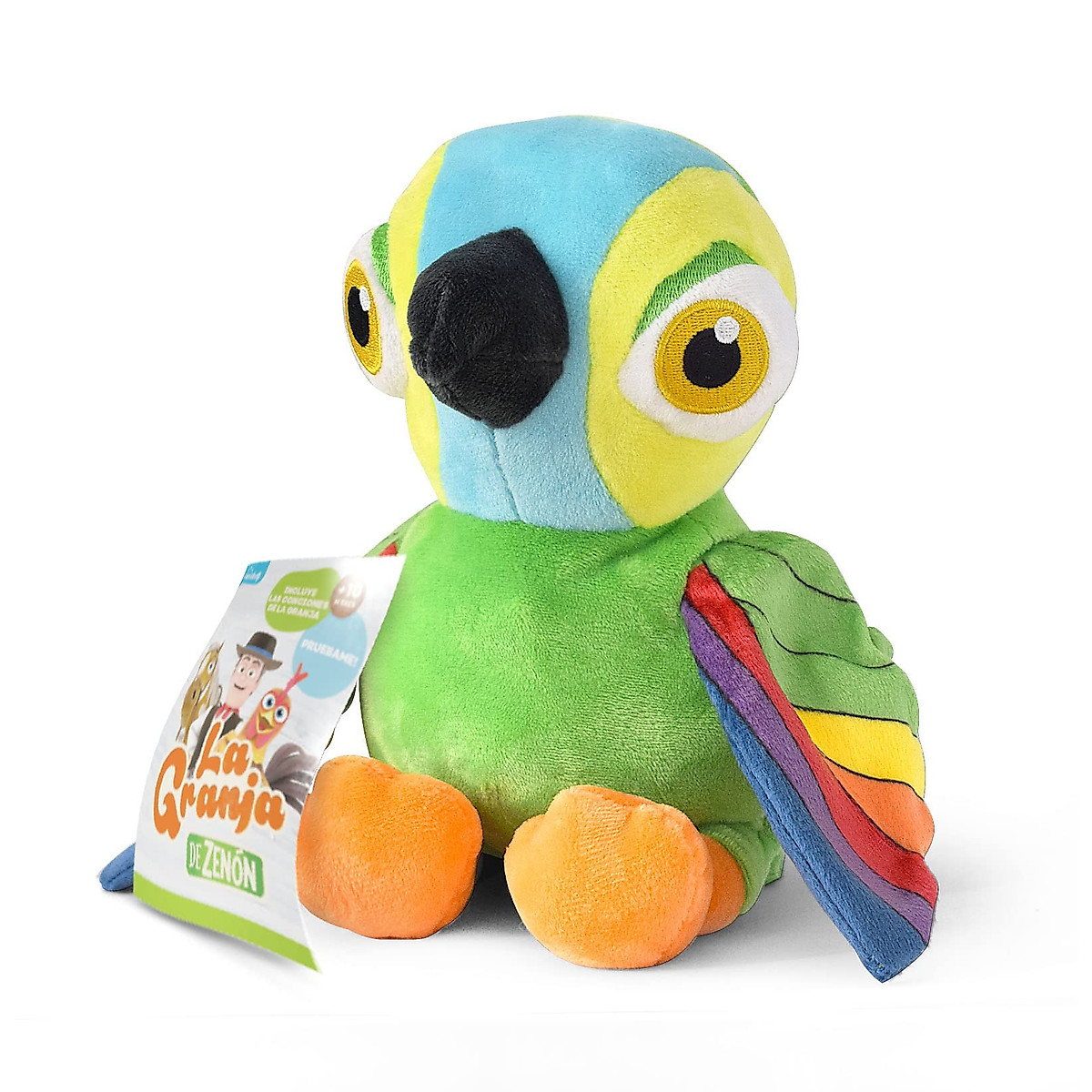 LA GRANJA DE ZENÓN Lorito Pepe Musical Stuffed Animal 8-Inch Soft and Huggable Plush Toy with Music, Beloved El Reino Infantil Character