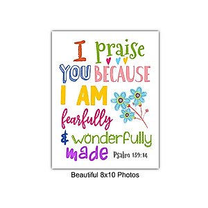 Religious Wall Art - Bible Verse Wall Decor - Christian Wall Decor - Scripture Wall Art - Psalms, Proverbs - God Wall Decor - Spiritual Inspirational Christian Gifts for Women - Girls Bedroom Decor
