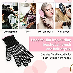 TPYQdirect Professional Heat Resistant Gloves Proof Glove Blocking for Curling Iorn Flat Iron Wand, White Black, 1 PCS