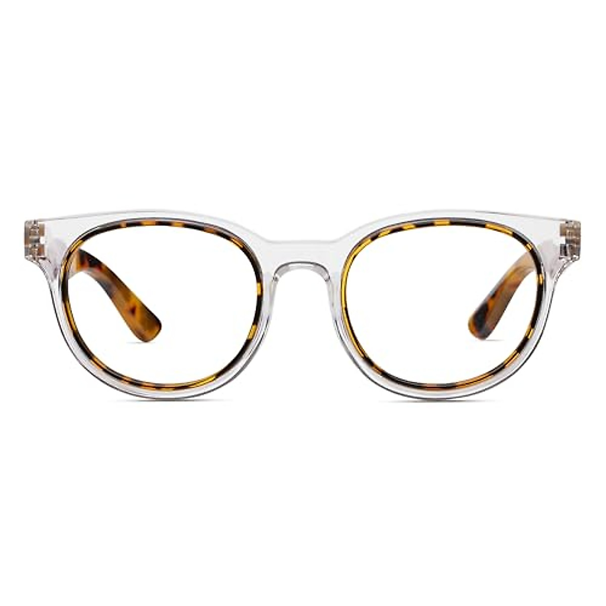 Peepers by PeeperSpecs Women's Olympia Round Blue Light Blocking Reading Glasses, Clear/Tokyo Tortoise, 50 + 3