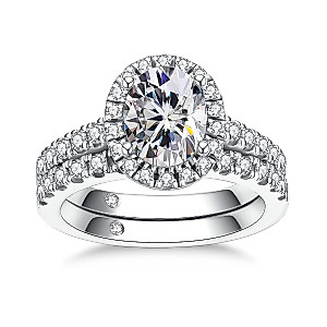 AnuClub 3ct Moissanite Engagement Rings Wedding Band D Color VVS1 Oval Cut 925 Sterling Silver Bridal Ring Sets, Christmas Gift for Women 7