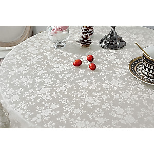 Jeloris Waterproof Vinyl Tablecloth, Rectangle Heavy Plastic Tablecloth, Wipeable Spillproof Oil-Proof Vinyl Table Cover for Kitchen Dining Room (Ivory, 60" x 120")