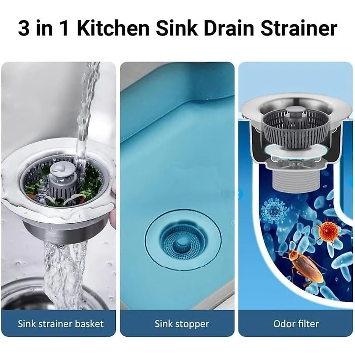 3-in-1 Stainless Steel Sink Aid,And no more stinky kitchen (1PC)
