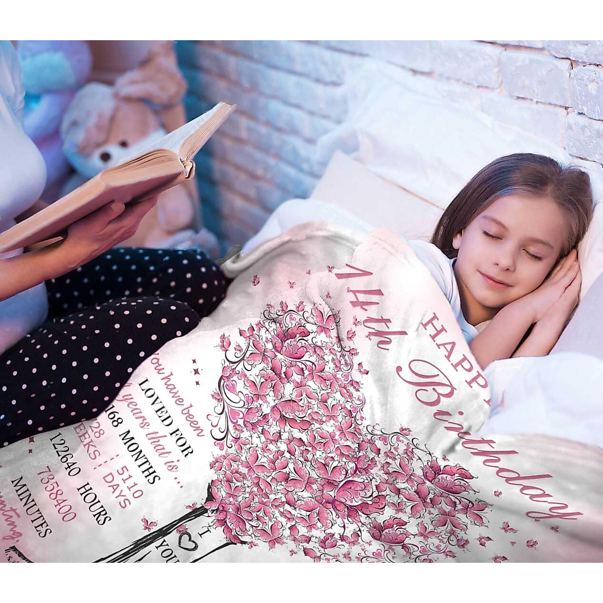 Christmas Ideas Gifts for 14 Year Old Girls, Birthday Gifts for 14 Year Old Girl Blanket 60"x50", Happy 14th Birthday Decorations for Girls, Best 14th Birthday Gift for Girls