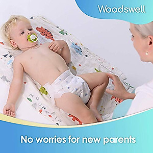 Woodswell Care Baby Diapers (Size 1, 100 Counts) - Hypoallergenic, Double Leak Protection, Ultra Soft, Super Absorbent, Edible Fabric Surface Layer