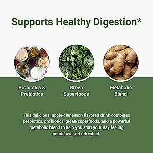 ACTIVATEDYOU Morning Complete Daily Wellness Drink with 10 Billion CFUs, Prebiotics, Probiotics and Green Superfoods, 30 Servings, Apple Cinnamon Flavor