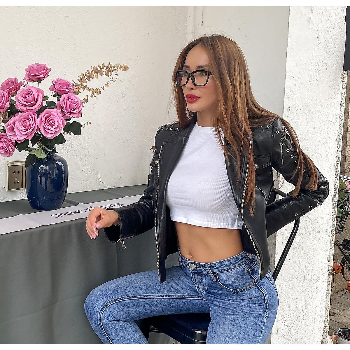 FEISEDY Blue Light Blocking Glasses Men Women Classic Thick Square Rim Frame Eyeglasses B2661