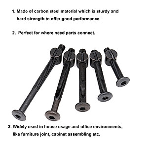 cSeao 100pcs M6 Baby Bed Crib Screws Black Hex Socket Cap Barrel Screws to Build Crib Furniture Chairs Cot, 20/30/40/50/60/70/80mm