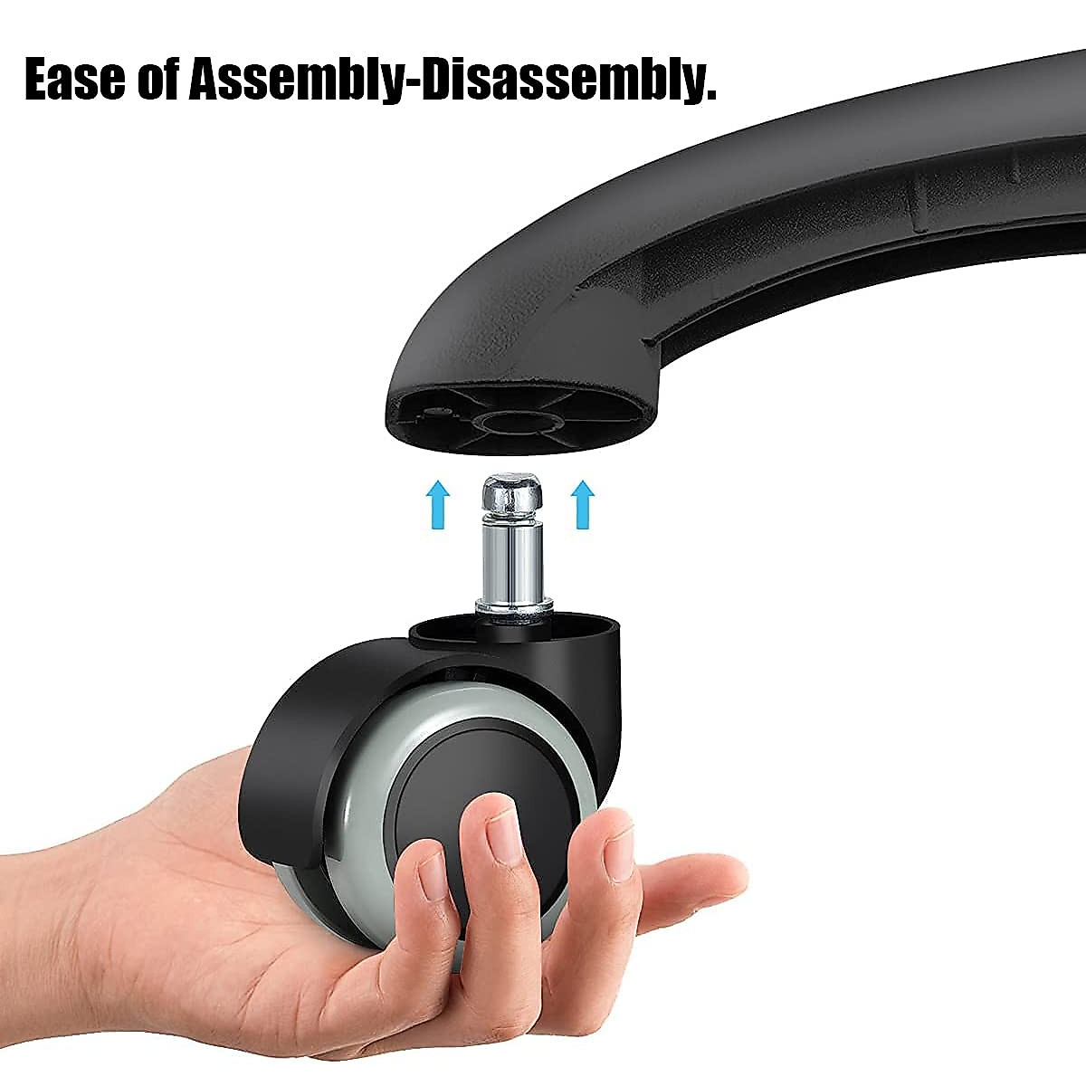 Office Chair Caster, Wheels Revolving Casters, 7/16” (11mm) Stem Diameter, Easy Install for Replacement, for Hardwood Floors and Carpet