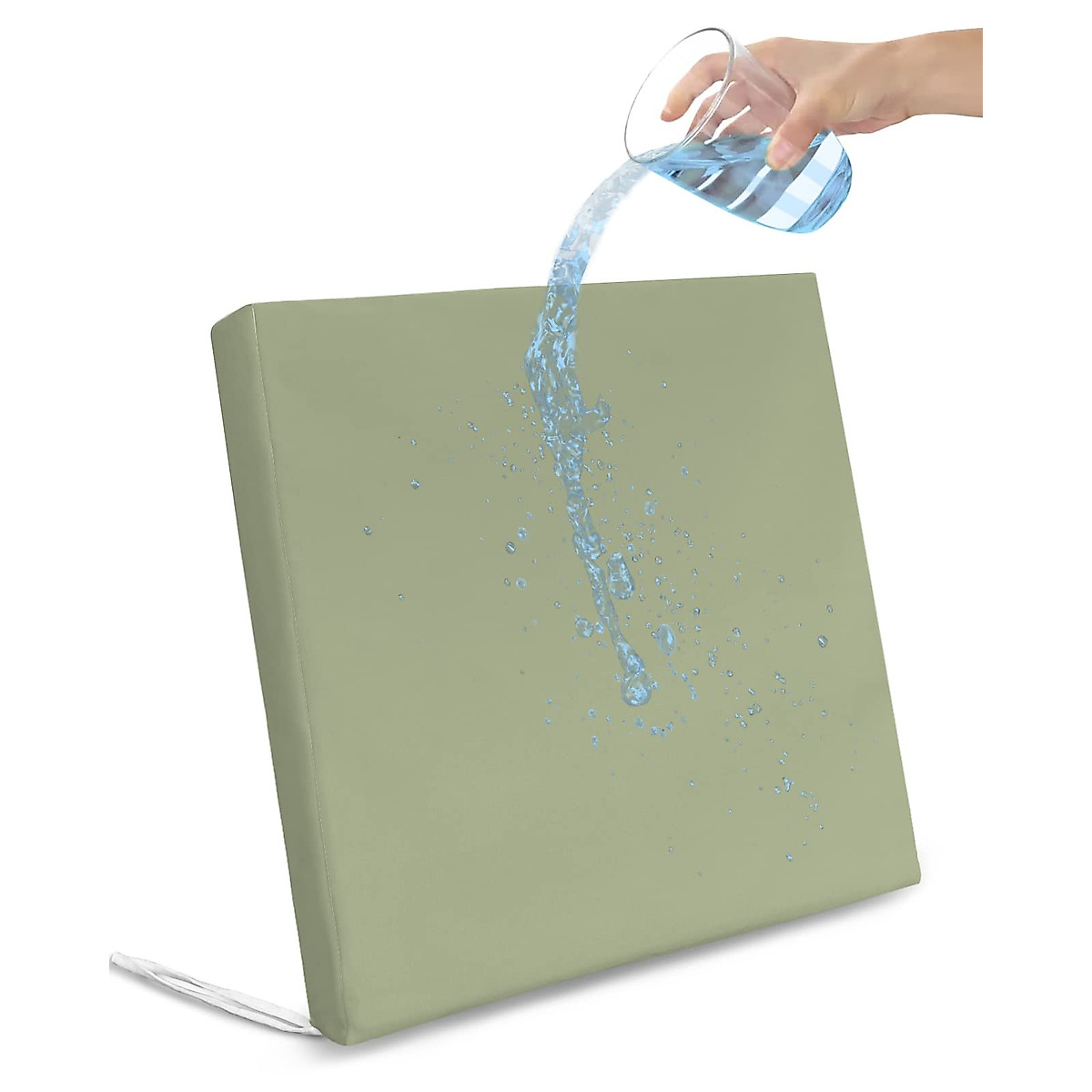 Hokiten Sage Green Outdoor Cushion Chair Cover Set of 2 - Waterproof Couch Seat Covers, Farmhouse Sage Green Decor Patio Furniture Protector Cushions Slipcovers for Sofa/Garden/RV, 20"x18"x4"