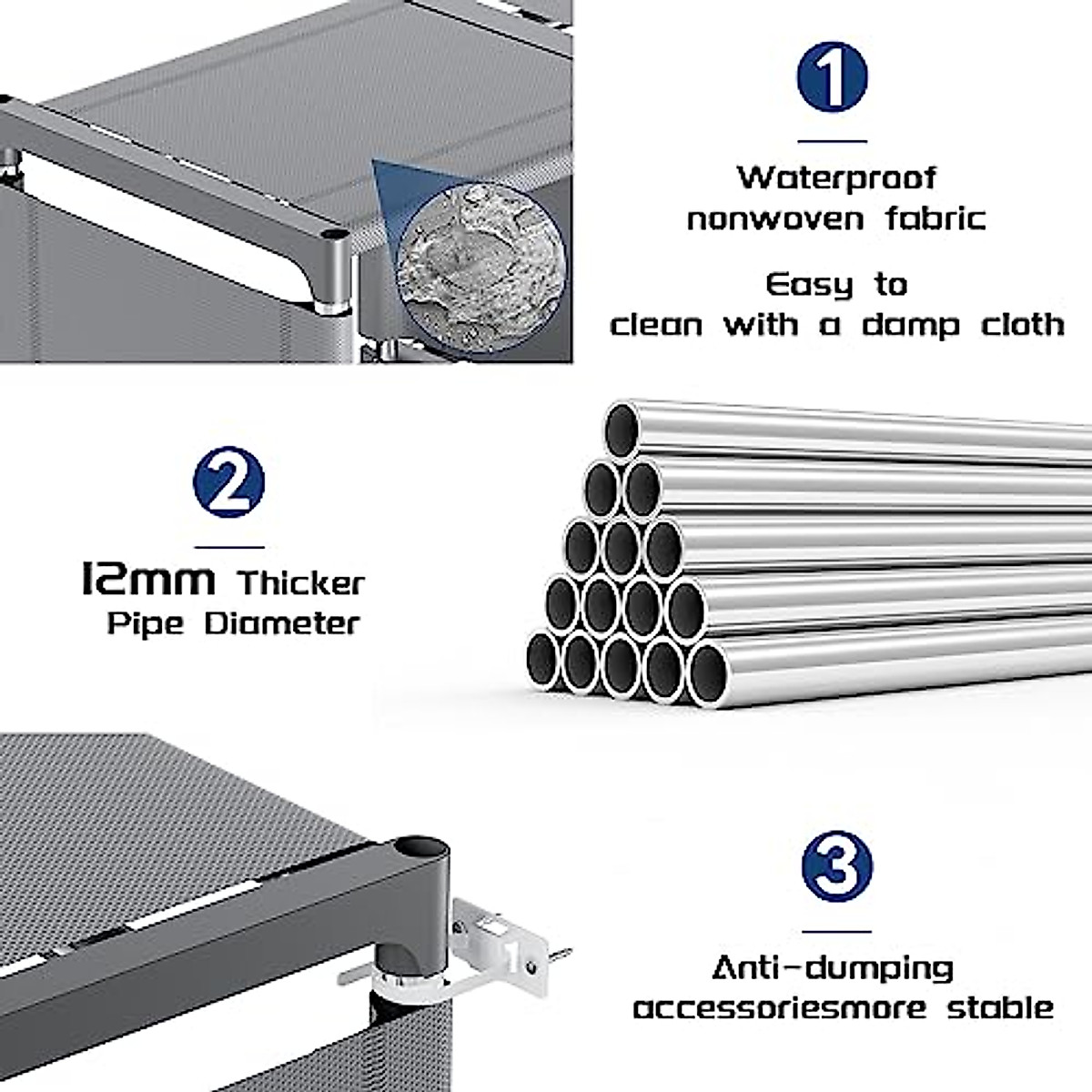 Mavivegue Book Shelf, 16 Cube Storage Organizer, DIY Bookcase, Metal Cube Bookshelf,Tall Book case for Bedroom, Living Room,Office,Closet Storage Organizer, Grey Cubicle Storage Rack