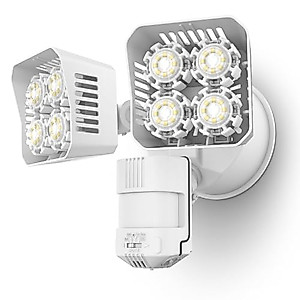 SANSI Bright Series 36W 3600LM LED Motion Sensor Outdoor Lights, 50,000 Hrs Lifespan Security Light, 200W Equiv 5000K Dusk to Dawn IP65 Floodlight, Super Bright for Yard Garage, White, Wired Not Solar