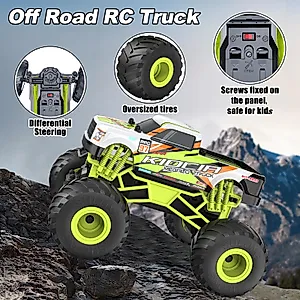 Scientoy Remote Control Car, 20KM/H Monster Truck Toys for Ages 5-7, 1:16 Scale All Terrain RC Cars for Boys & Girls Age 4-7, 2.4Ghz Off Road RC Truck, Christmas Birthday Gift for Kids