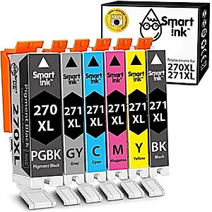 Smart Ink Compatible Ink Cartridge Replacement for Canon Pixma PGI 270XL 270 XL CLI 271 271XL (PGBK&BK/C/M/Y/GY 6 Pack Combo) to use with MG7720 TS9020 TS8020