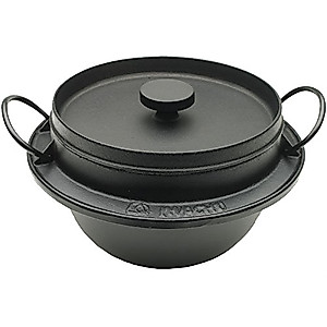 Iwachu 410-719 Japanese Cast Iron Gohan Nabe Rice Cooker, Black