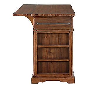 OSP Home Furnishings Palisade Kitchen Island with 3 Drawers and Cabinets with Adjustable Shelves and Pan Storage, Oak Finish