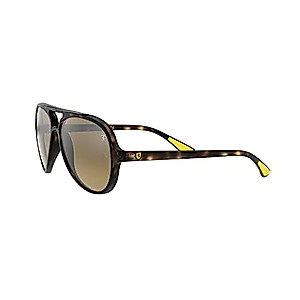 Ray-Ban RB4125M Scuderia Ferrari Collection Aviator Sunglasses, Havana/Brown Mirrored Gradient Grey, 57 mm