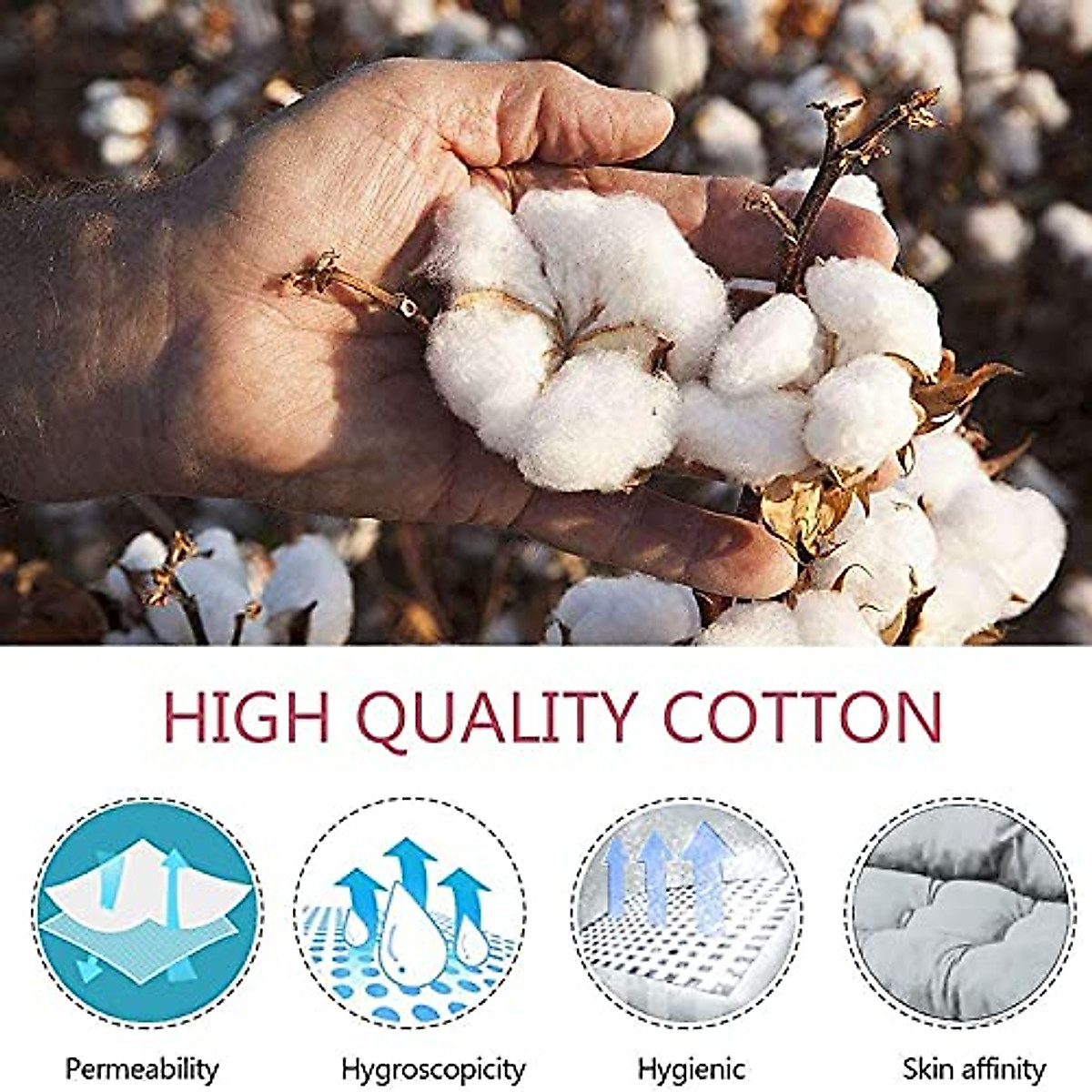 Rocking Chair Cushion Set of 2, Rocking Chair Pads Non Slip Back Patio Rocking Chair Cushions Sets of Upper and Lower with Ties Garden Chaise Lounger Swing Bench Cushion Recliner Mat (A4)