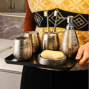 WYKDD Handmade Retro Ceramic Bathroom Five-Piece Set Wash Bathroom Toilet Supplies Set Wedding Wash Set