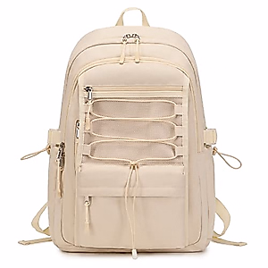 Sunborls Travel Laptop Backpacks with Girls Weekend Leisure Day Vacation Backpack Unisex 15.6inch School Cute Lightweight High-Capacity The Gift Bookbag(Off-White)