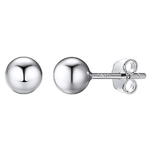 925 Sterling Silver Ball Stud Earrings Second Hole Earrings 7mm Sphere Second Ear Piercings Men Women Jewelry