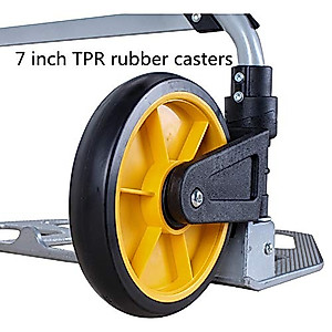 Portable Folding Handcart Folding Trolley Cart Pull Goods Trailer Silent Luggage Cart Moving Small Cart Trolley with Handrail Big Wheels Multi Function Folding Handcart