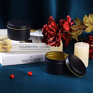 SONVIIBOX 24 Pack 8oz Candle Tins,Black candle tins for making candles bulk,8 oz Candle Jars,Tin Jars for Candle Making,metal tin jars (BLACK)