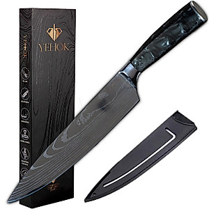 YEHOK Chef Knife | 8 Inch Professional Kitchen Knife | German High Carbon Stainless Steel | Ultra Sharp Blade and Ergonomic Handle for Chopping, Slicing | Chef's knives with Gift Box