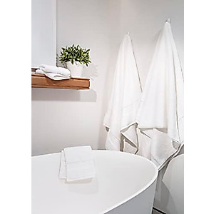 100% Organic Cotton Bath Towel Set | Bathroom Luxury Towel Set of 6 | GOTS Certified | Hotel Premium Towels | 700 GSM | 2 Bath Towels 30 x 56 | 2 Hand Towels 16 x 30 | 2 Wash Cloths 13 x 13 | White