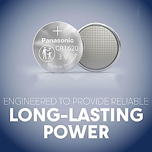 Panasonic CR1620 3.0 Volt Long Lasting Lithium Coin Cell Batteries in Child Resistant, Standards Based Packaging, 4-Battery Pack