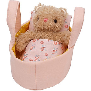 Manhattan Toy Moppettes Bea Bear Stuffed Animal Nurturing Playset with Bear Plush Toy, Fabric Bassinet, Blanket & Pillow