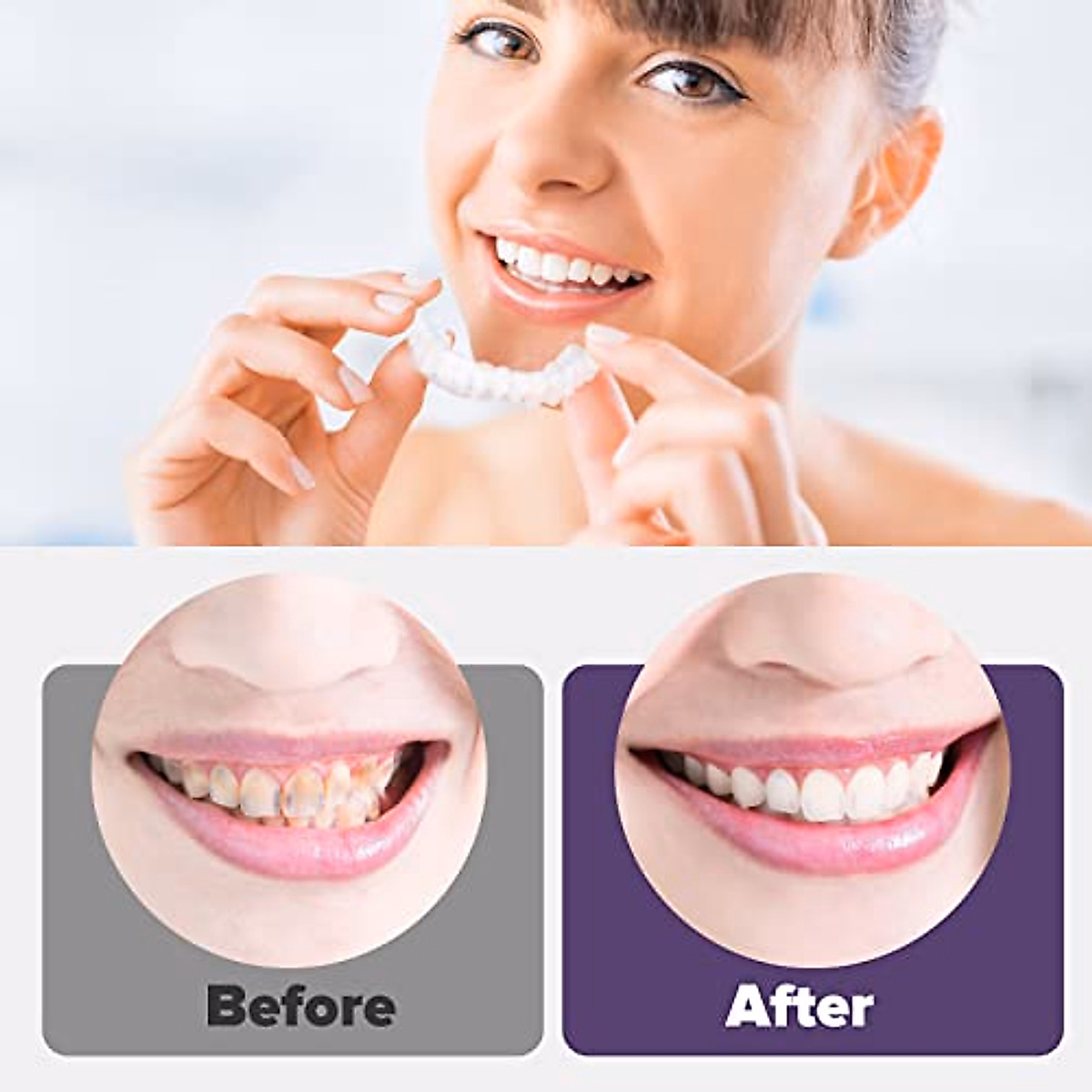 Fake Teeth,2 PCS Dentures Teeth for Women and Men, Dental Veneers for Temporary Teeth Restoration, Nature and Comfortable, Protect Your Teeth and Regain Confident Smile, Natural Shade-2