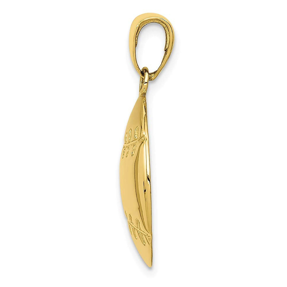 Solid 10k Yellow Gold Diamond-Cut Baseball Charm Pendant